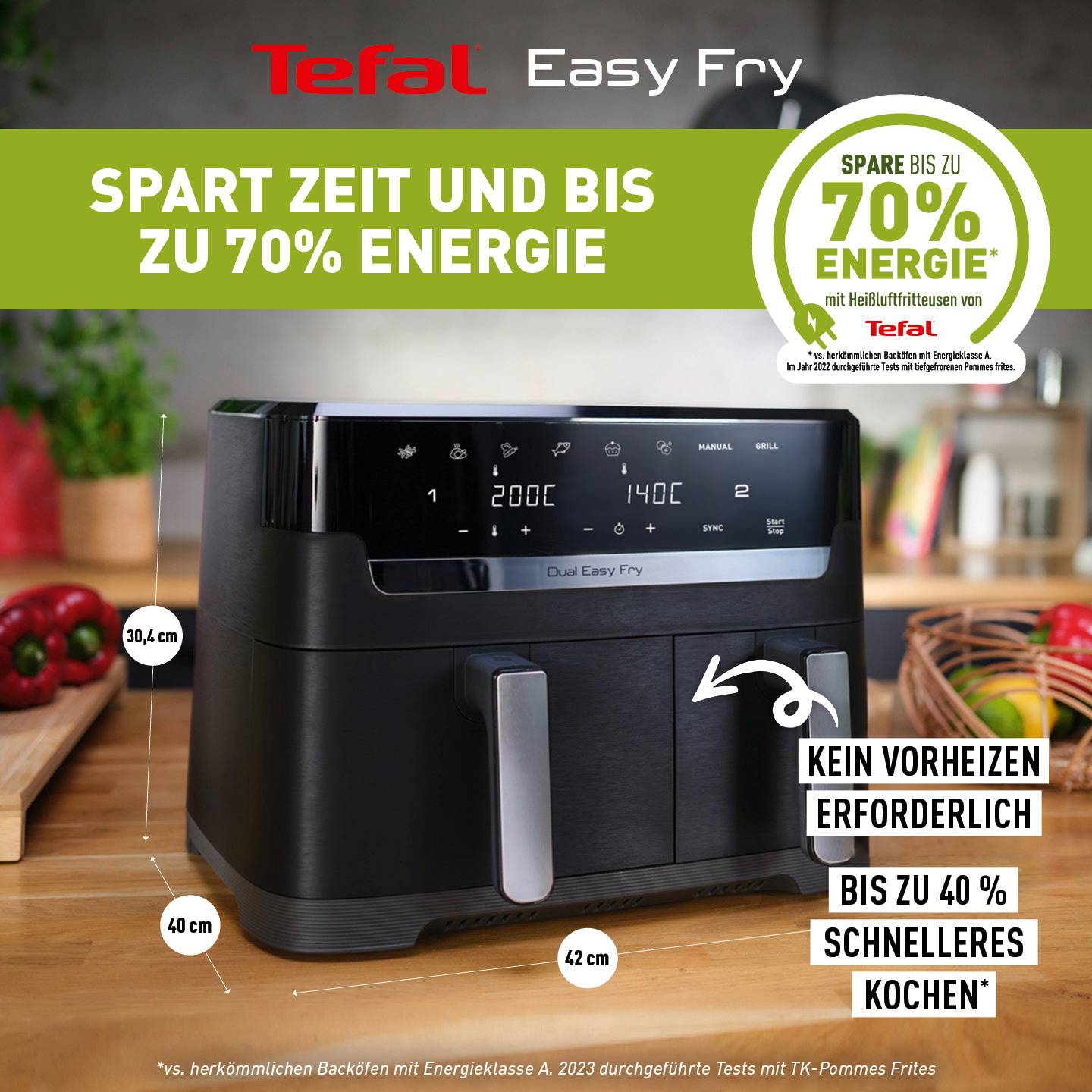 Dual Easy Fry 8,3 L EY9018 | Heißluftfritteusen | Tefal